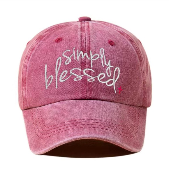 Accessories | Burgundy Simply Blessed Embroidery Baseball Cap Unisex ...